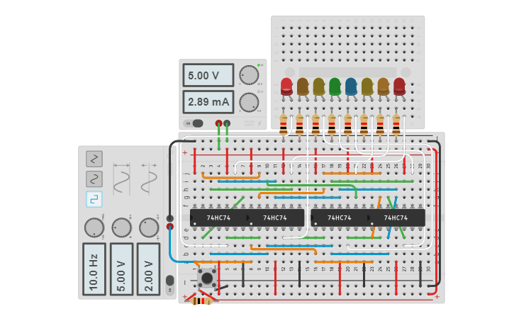 Circuit Design 8 Bit Johnson Counter Tinkercad