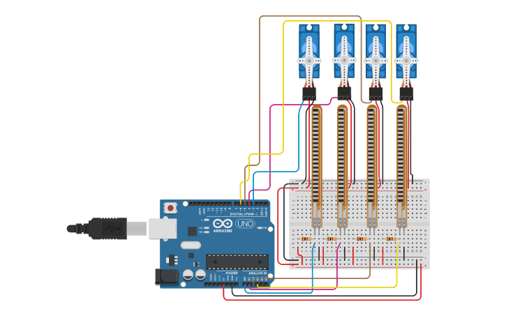 Circuit design Mano robotica - Tinkercad