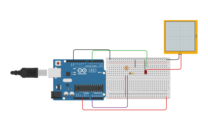 Circuit design ArdiUno: LDR Based LED Dimming Using ArdiUno - Tinkercad