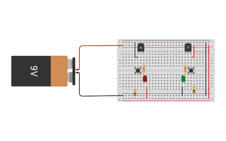 Circuit design Funcionamiento del transistor - Tinkercad