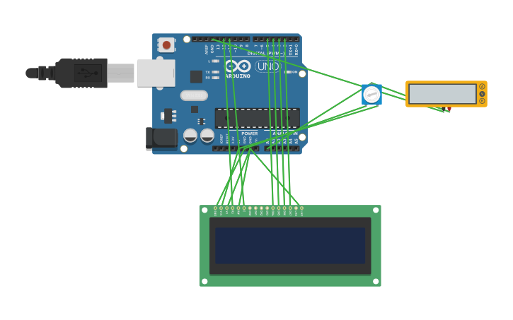 Circuit design LCD screen - Tinkercad