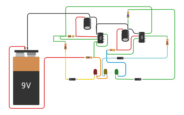 Circuit design Traffic Light Simulation - Tinkercad