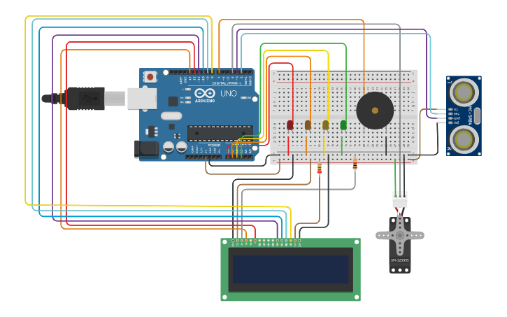 Circuit design Water Level Monitoring System - Tinkercad
