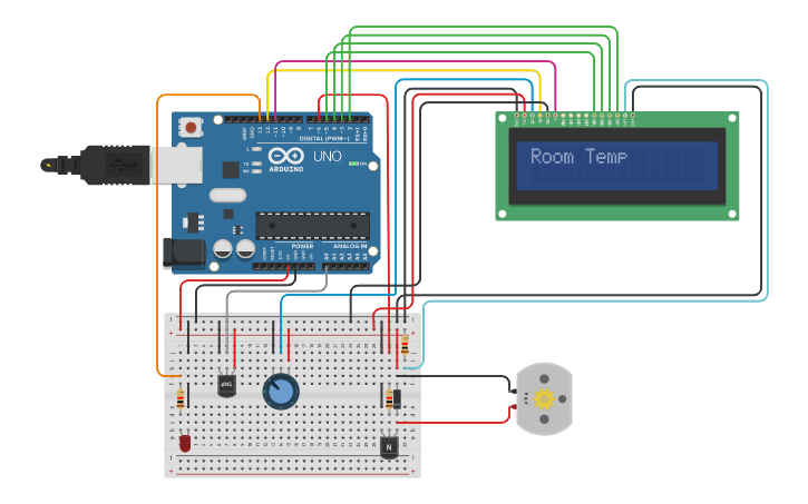Circuit design Automatic Room Temperature Control System - Tinkercad