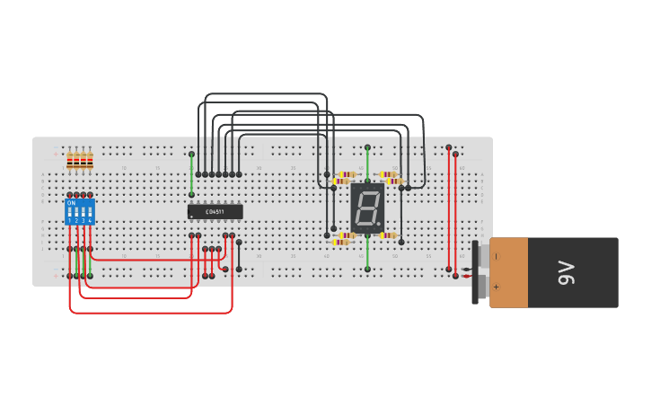 Circuit design 7 segment display - Tinkercad