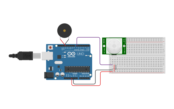 Circuit design Alarm Buzzer - Tinkercad