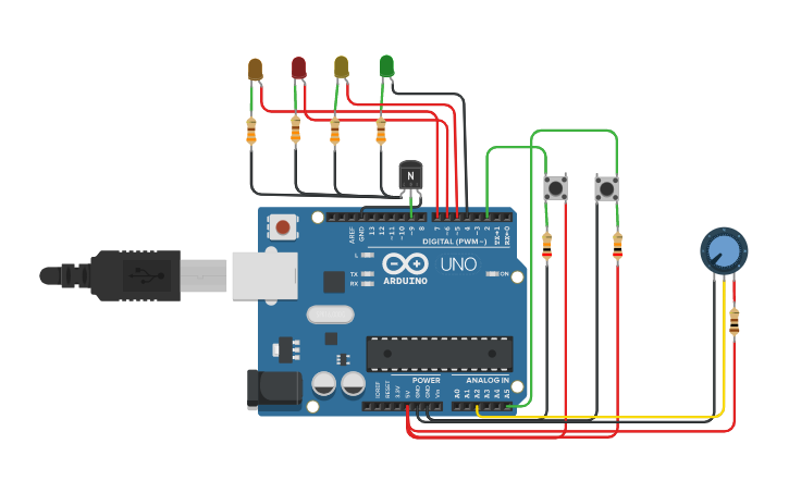 Circuit design Potentiometer - Tinkercad