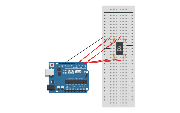 Circuit design Arduino 7-Segment Display Counter - Tinkercad