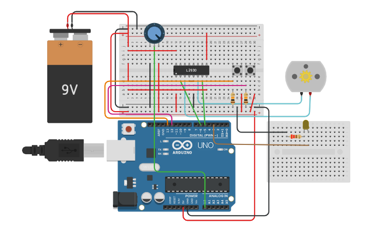 Circuit design Practica 12 - PWM - Tinkercad