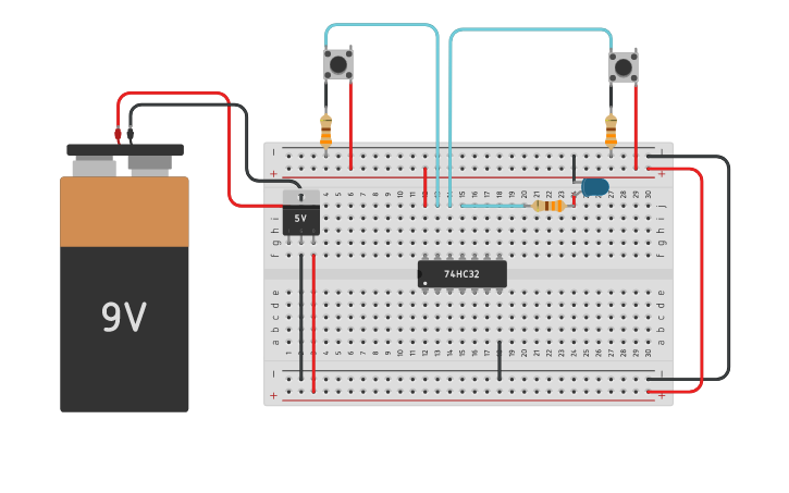 Circuit design Comprobación de una compuerta lógica | Tinkercad
