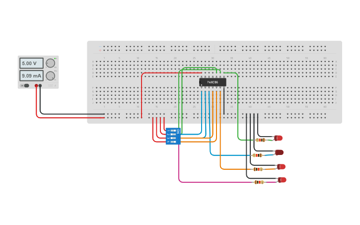 Circuit design Binary to Gray code converter - Tinkercad