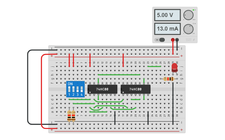 Circuit design XNOR using NAND | Tinkercad