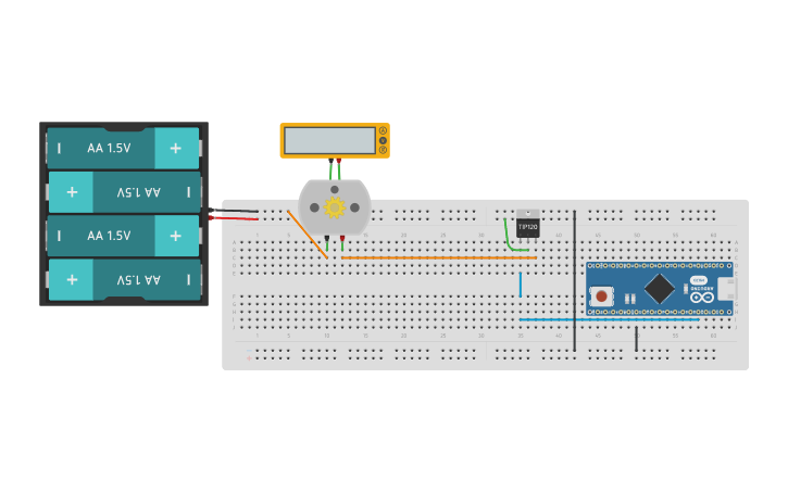 Circuit design Arduino PWM TIP120 Transistor motor control - Tinkercad Circuit design Arduino PWM TIP120 Transistor motor control - Tinkercad