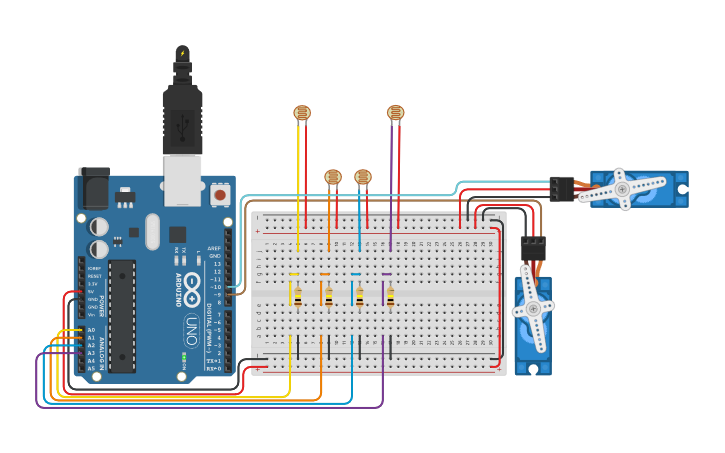 Circuit design Sun Tracking solar panel - Tinkercad