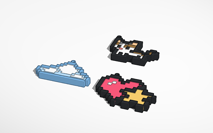 3D design pixel keychains - Tinkercad