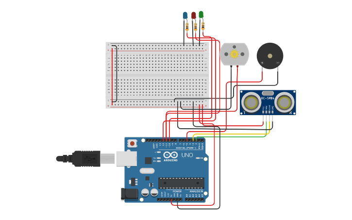 Circuit design Water Level Indicator - Tinkercad