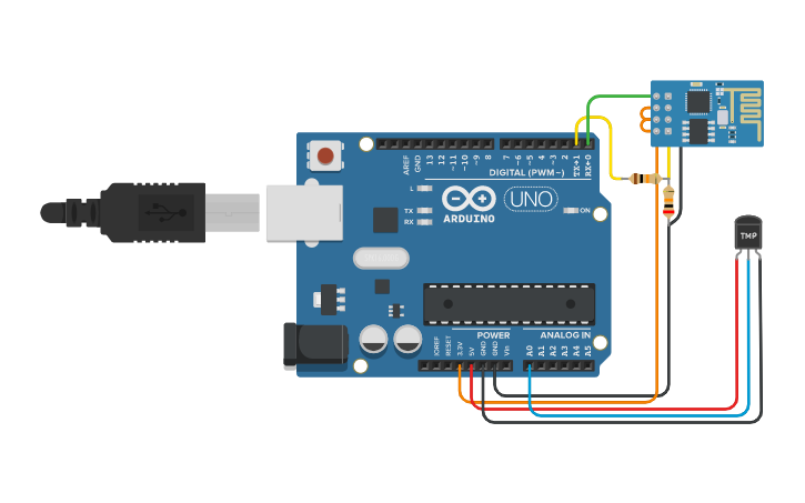Circuit design ESP8266 Temperature - Tinkercad