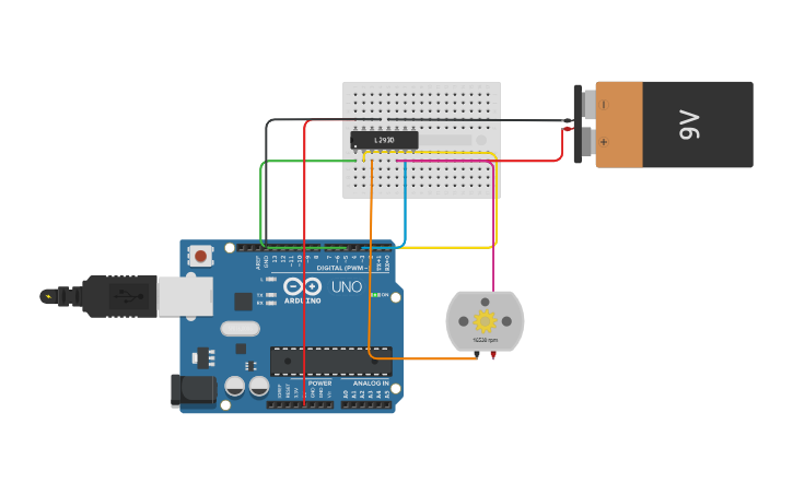 Circuit design L293D DC MOTOR - Tinkercad
