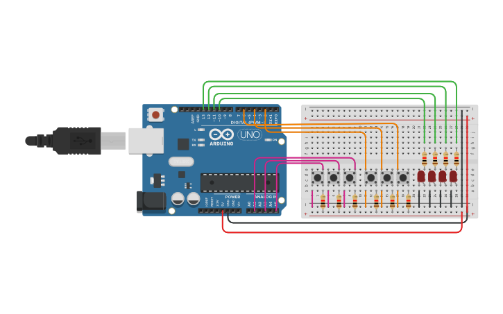 Circuit design Binary Calculator - Tinkercad