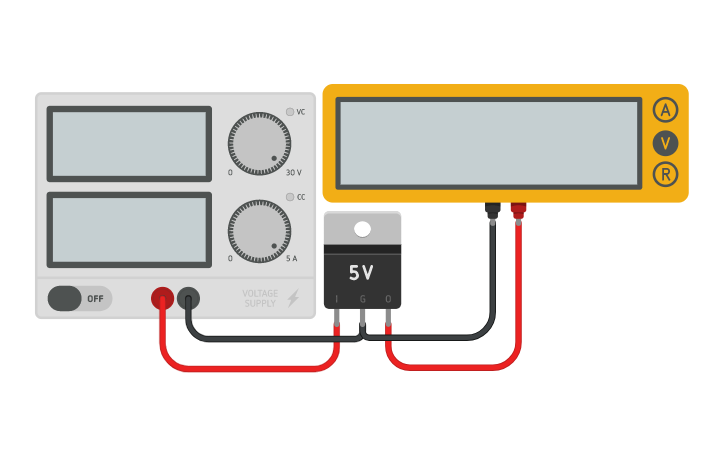 Circuit design LM7805 Voltage Regulator - Tinkercad