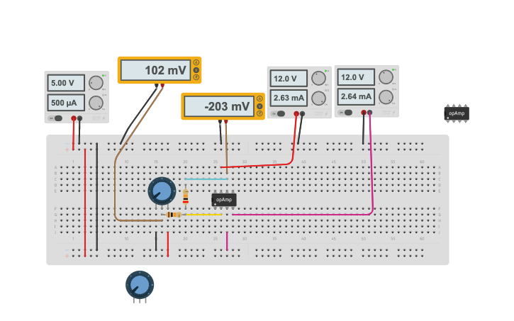 Circuit Design Inverting Amplifier Tinkercad