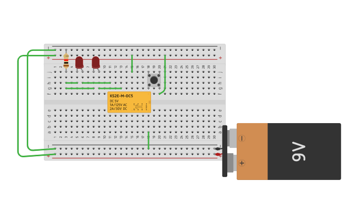 Circuit design Copy of Relé DPDT - Tinkercad