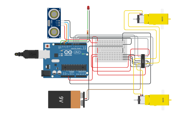Circuit design Avoidance Obstacle Robot | Tinkercad
