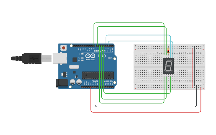 Circuit design 7 SEGMENT DISPLAY WITH ARDUINO - Tinkercad