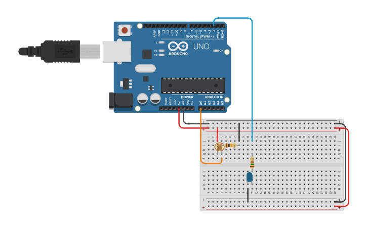 Circuit design LDR - Tinkercad