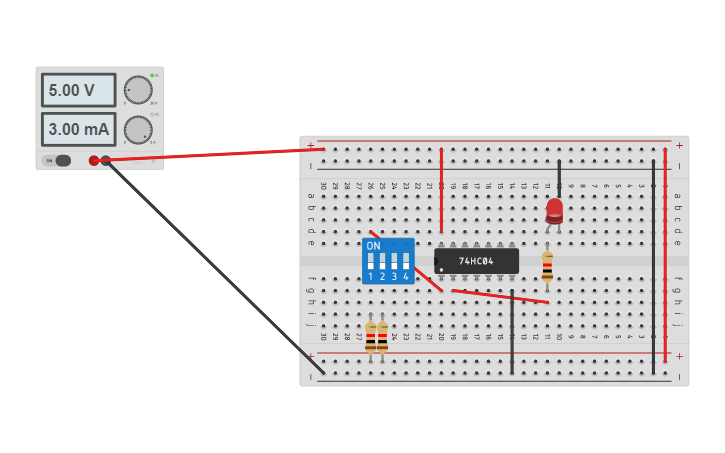 Circuit design 74LS04 IC - Tinkercad