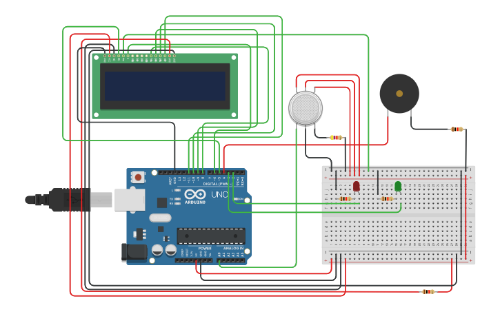 Circuit Design Arduino Gas Detecting Alarm System Tinkercad