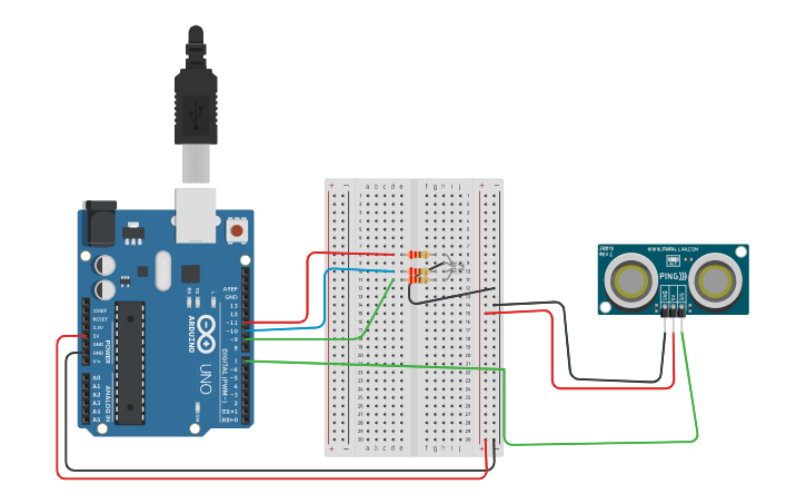 Circuit design Ultrasonic sensor | Tinkercad