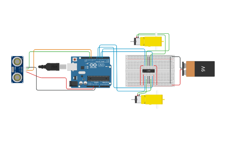 Circuit design Obstacle Avoidance - Tinkercad