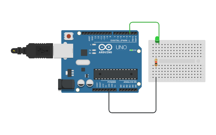 Circuit design Arduino Led on/off - Tinkercad