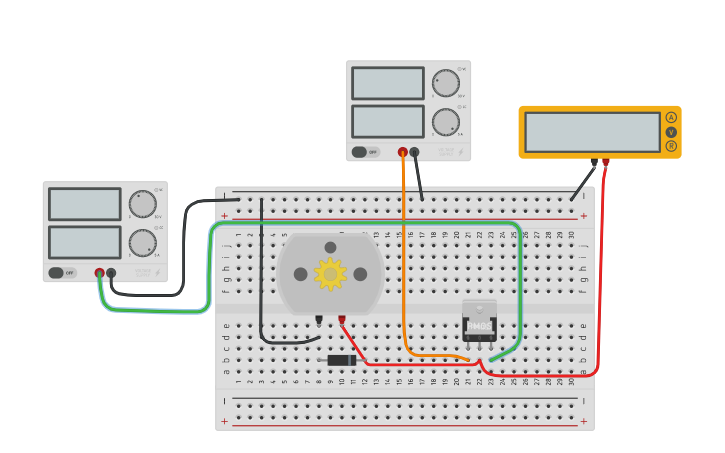Circuit design Mosfet P commutation - Tinkercad