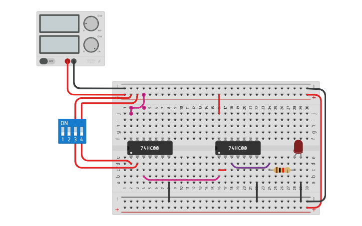 Circuit design AND using NAND | Tinkercad