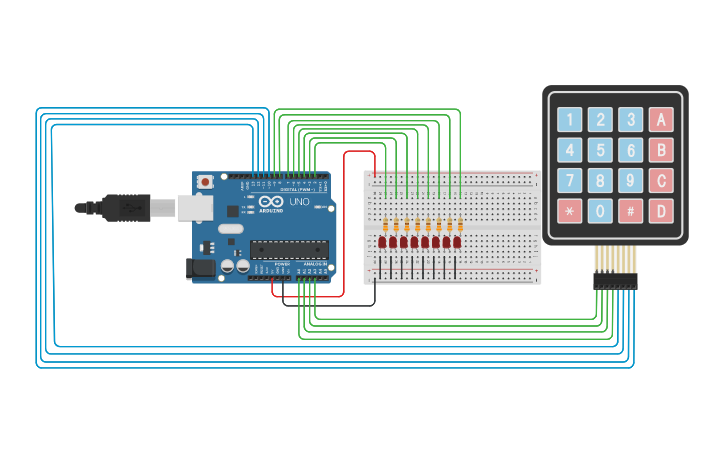 Circuit design 2.8.3.Keypad_leds - Tinkercad