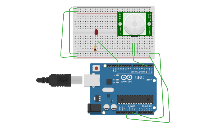 Circuit design pir sensor - Tinkercad