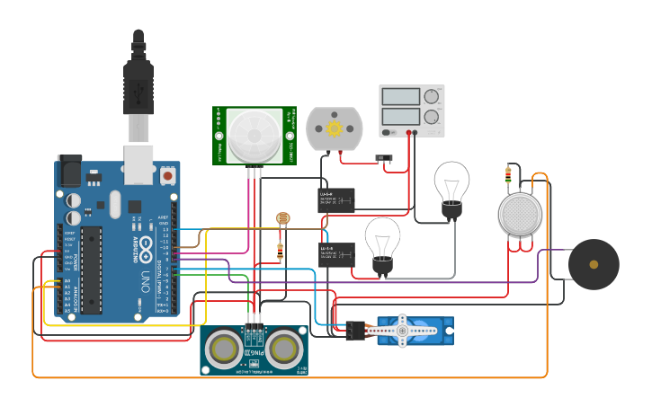 Circuit design Integrated Home Automation - Tinkercad