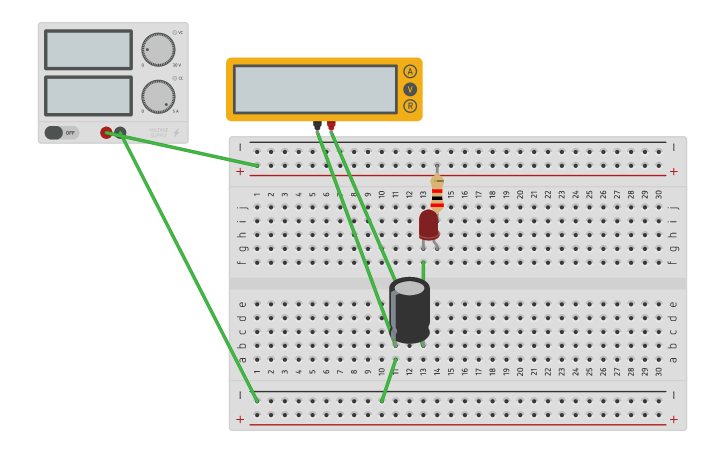 Circuit design Series LED Capacitor - Tinkercad