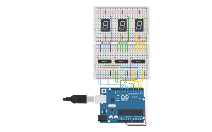Circuit design 999 counter - Tinkercad