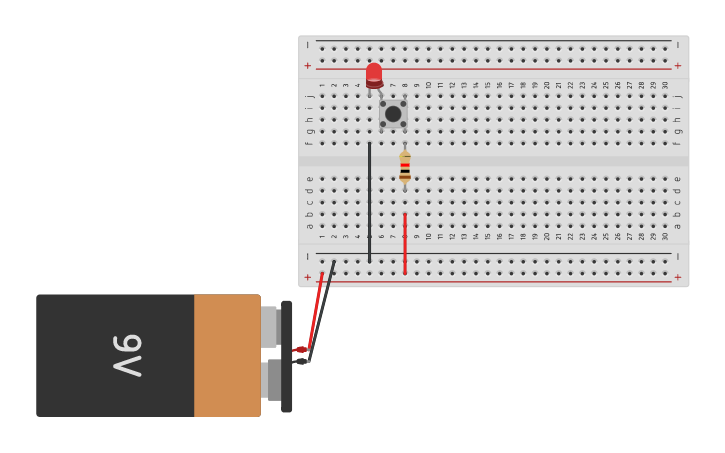 Circuit design Led with switch - Tinkercad