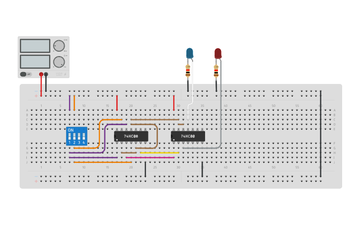 Circuit design Half Adder using NAND gates - Tinkercad