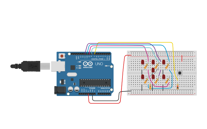 Circuit Design Digital Dice Using Port B Tinkercad 
