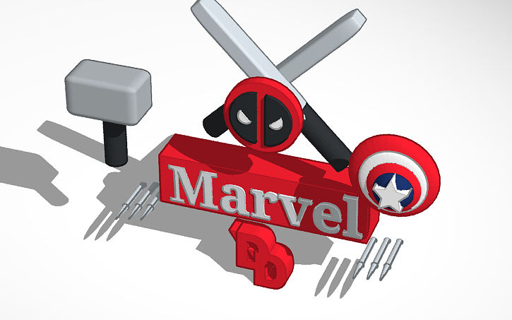 3D design Logo Marvel - Tinkercad