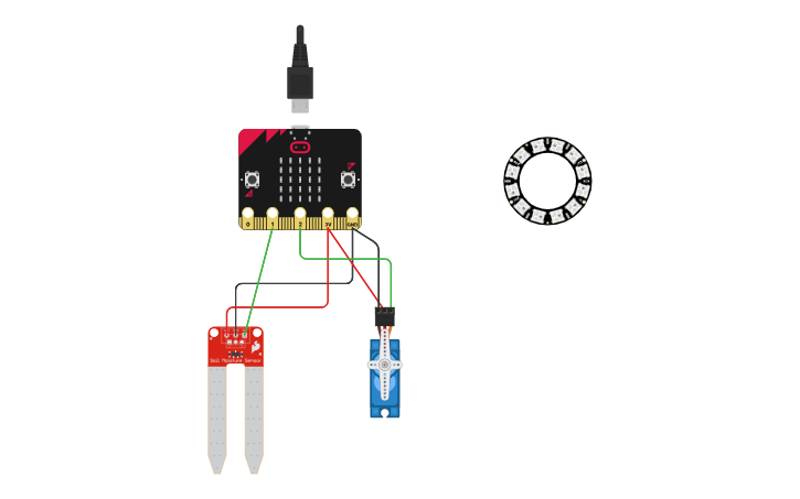 Circuit design Riego Automático con Microbit - Tinkercad