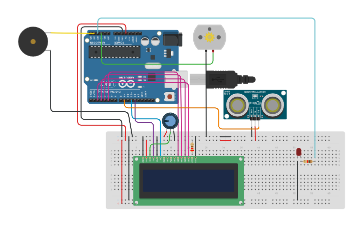 Circuit design Front obstacle detection - Tinkercad