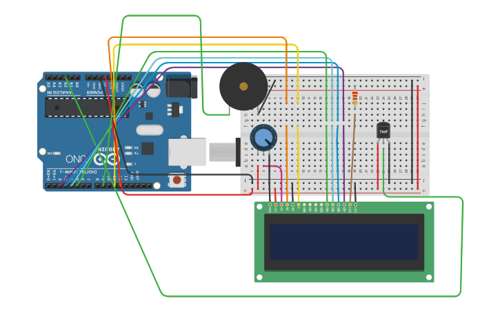 Circuit design Temperature LCD - Tinkercad