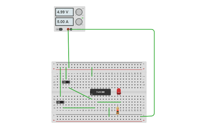 Circuit design NAND 7400 | Tinkercad