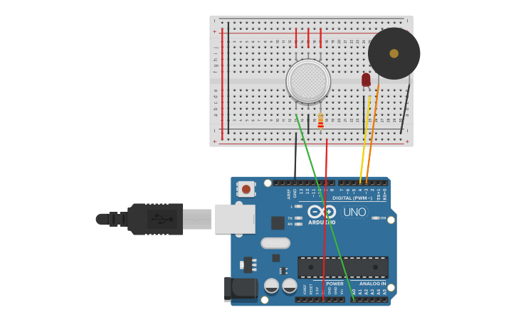 Circuit design Gas Sensor - Tinkercad